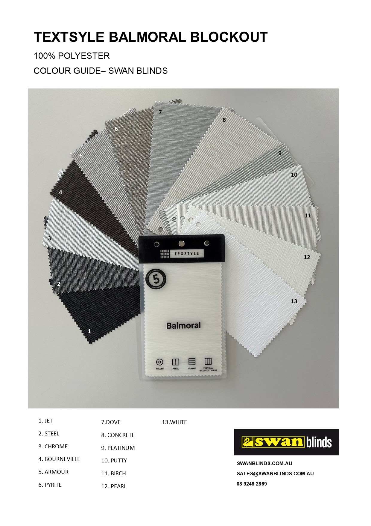 Roller Fabrics - Swan Blinds